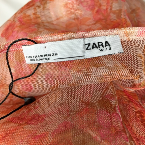 Zara | Tops | Zara Floral Sheer Long Sleeve Mesh Top | Poshmark